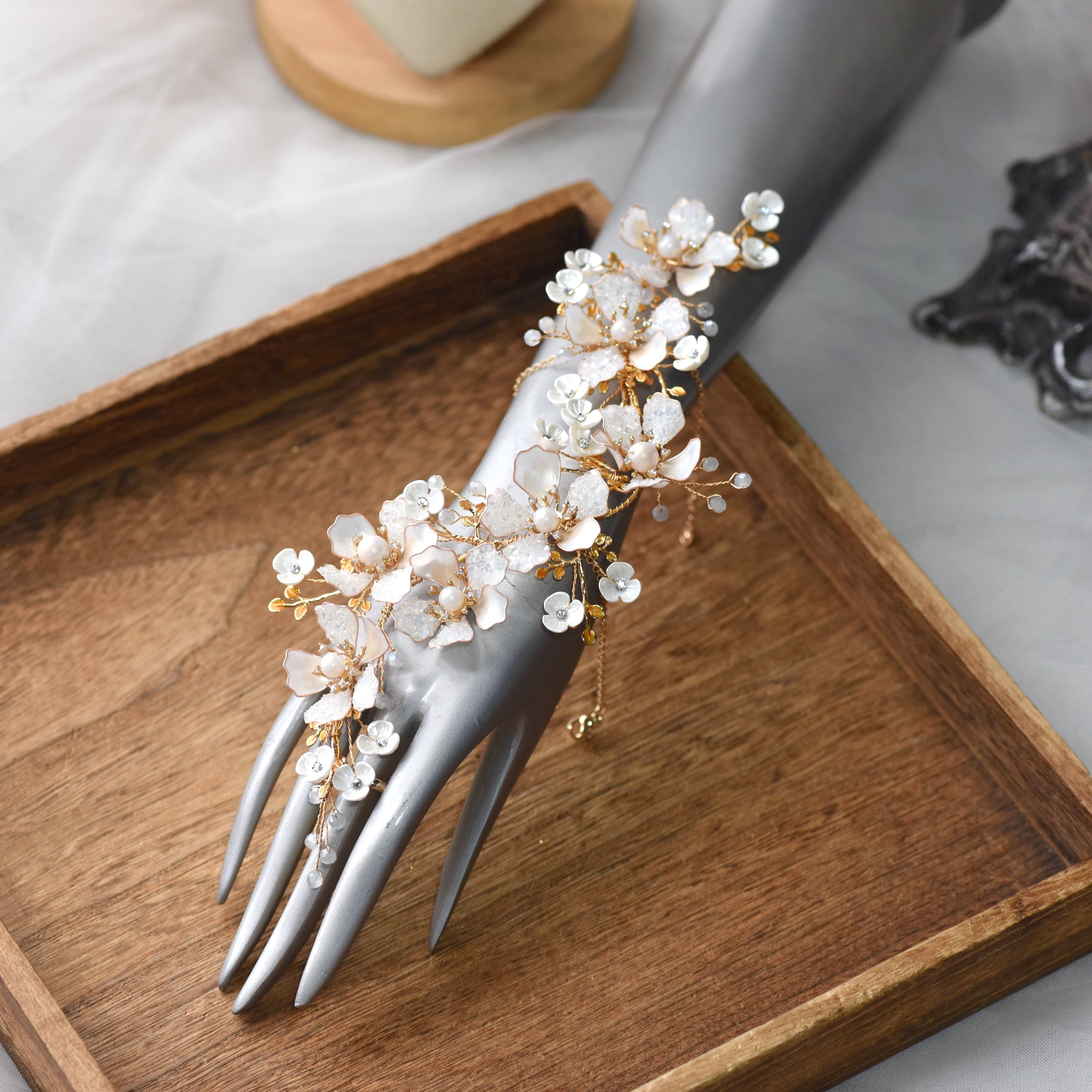 Lorelle Haath Phool | Handcrafted White Resin Floral Hand Harness | The ...